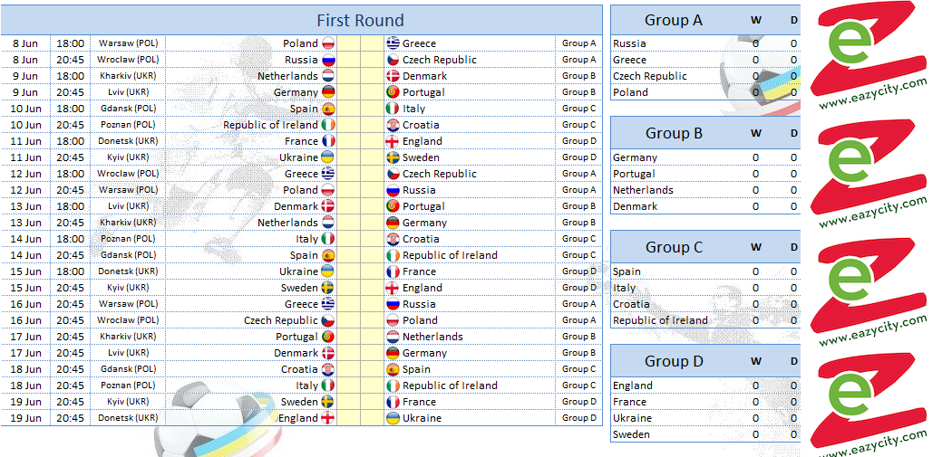Watch The Euro 2012 with EazyCity... pub deals for our customers ...